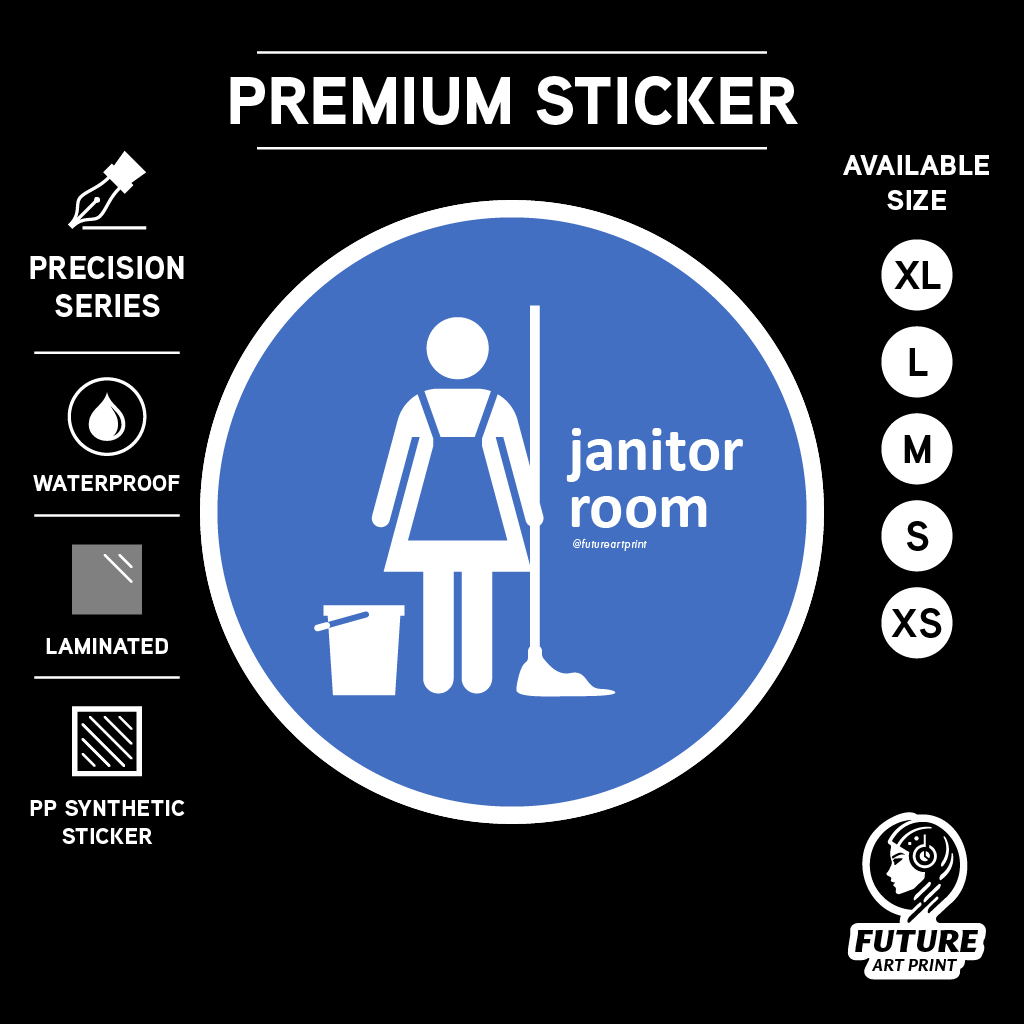 Toilet Restroom Tandas. Premium Sticker Round Sign Signage. Blue Color ...