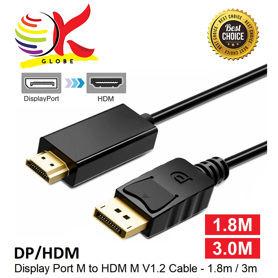 DISPLAY PORT ADAPTER CONVERTER CABLE MALE TO DISPLAY PORT MALE/ HDM HD MALE/ HDM HD FEMALE 4K ...