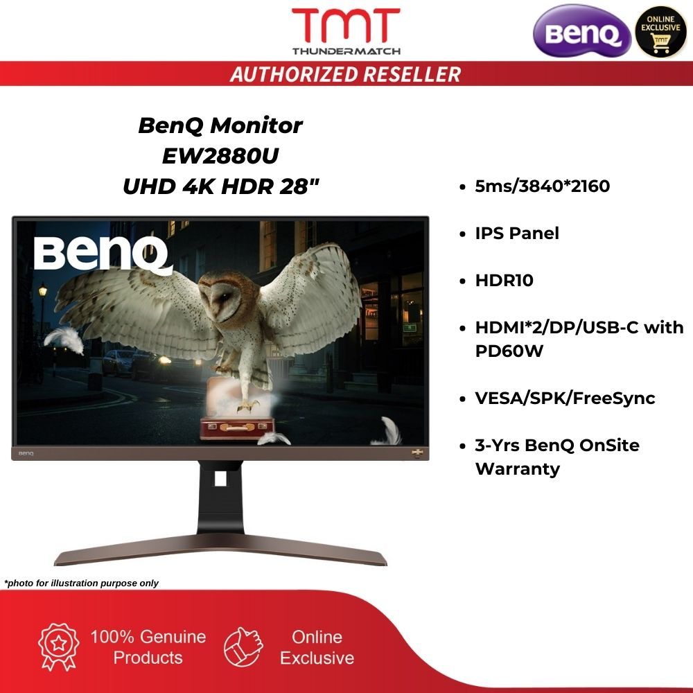 BenQ Monitor EW2880U UHD 4K HDR 28" | 5ms | IPS Panel/HDR10 | HDMI*2/DP ...