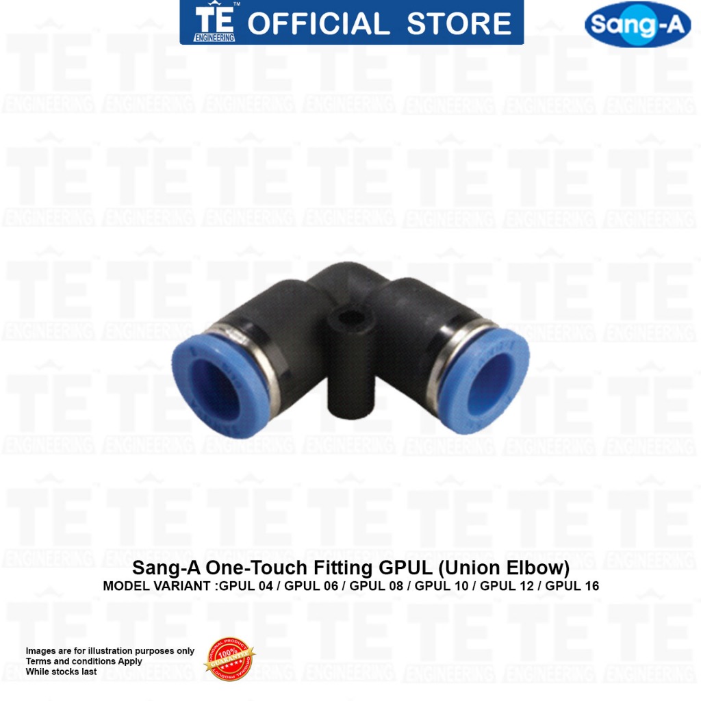 SANG-A Pneumatic One-Touch Fittings (Union Elbow) GPUL 04 / 06 / 08 / 10 / 12 / 16 ( Made In ...