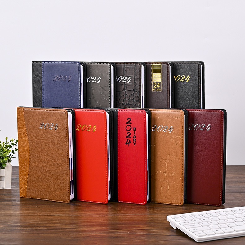 2024 PU Leather A5 Size Diary Planner Daily Schedule Organizer With ...