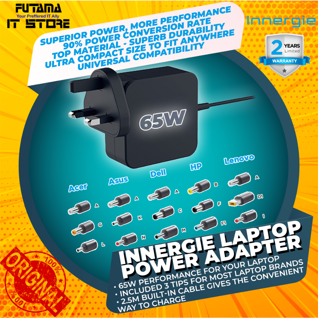 Innergie Universal Laptop Power Adapter - 65W/3 Tips per brand/with 2 ...