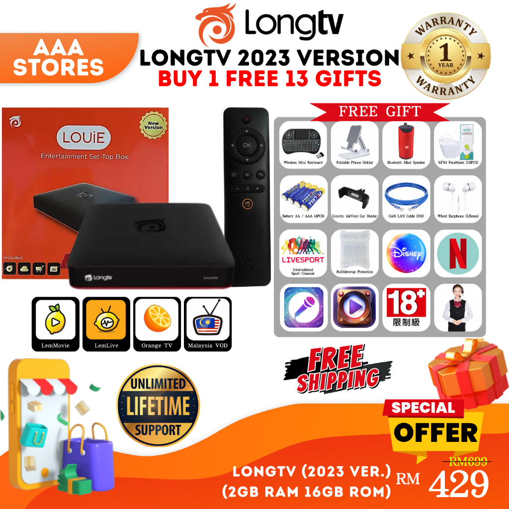 Ready Stock 2023 Version NEW LongTV 2GB RAM 16GB Memory Support Live ...