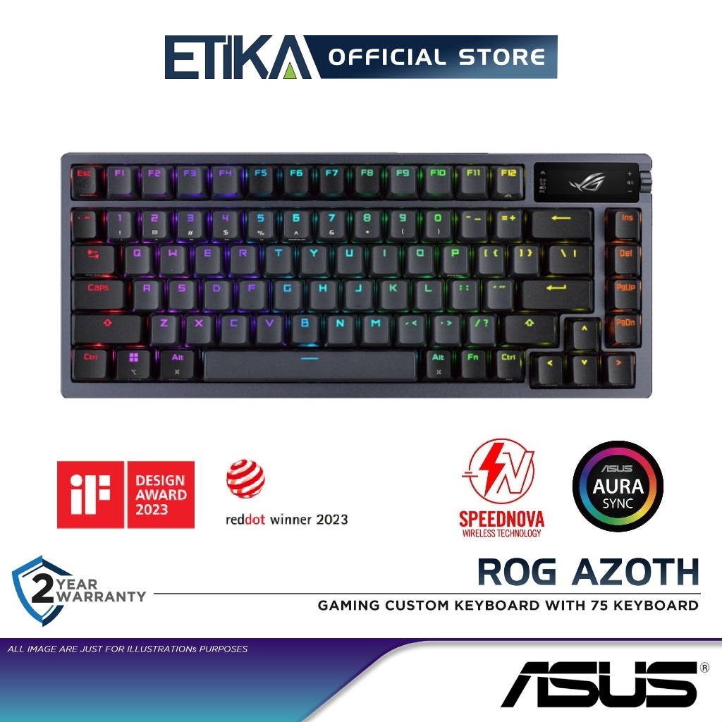 Asus M701 ROG Azoth BLACK | 75-Keys Tri-Mode Gaming Mechanical Keyboard ...