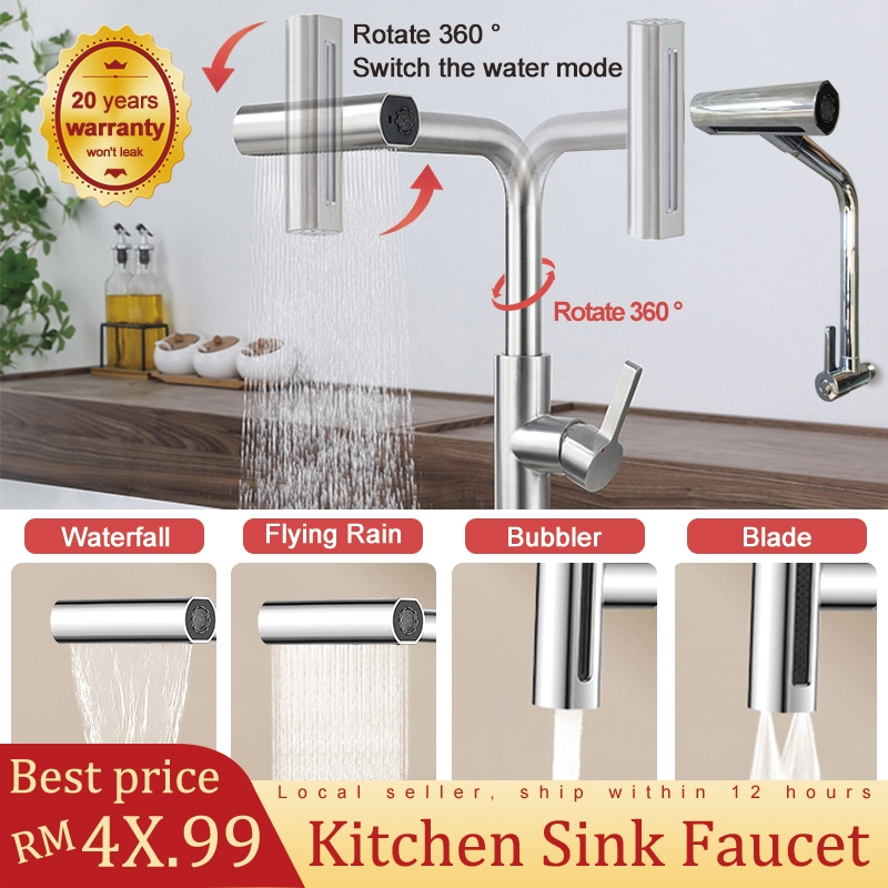360° Rotation Multi functional Faucet Sink Kitchen Faucet 304Stainless ...