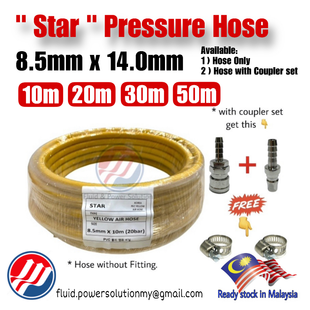 KLASFLEX 8.5mm x 14.0mm PVC Reinforced Pressure Air Hose Compressor Air ...