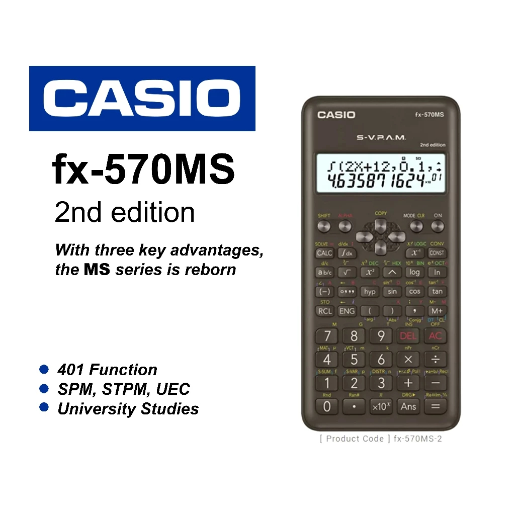 CASIO Scientific Calculator fx-570MS 2nd edition | Shopee Malaysia