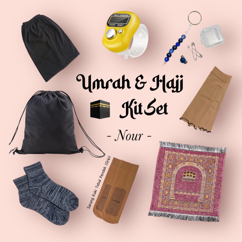 Set Umrah / Hajj Kit Set Sejadah Mini Stokin Tebal Sarung Tangan Set ...