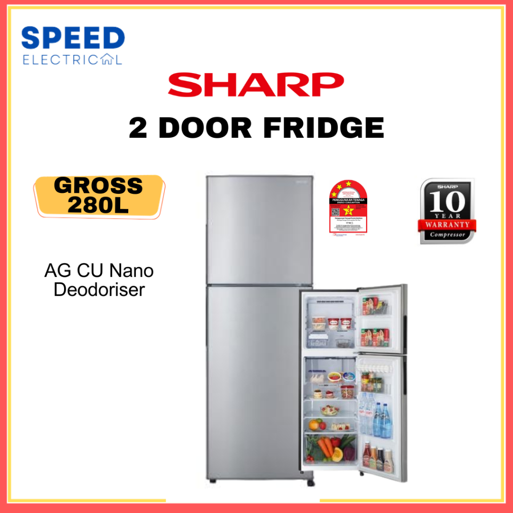 [SABAH ONLY] SHARP 2 DOOR FRIDGE SJ287MDS PETI SEJUK 280L/224L PETI AIS ...