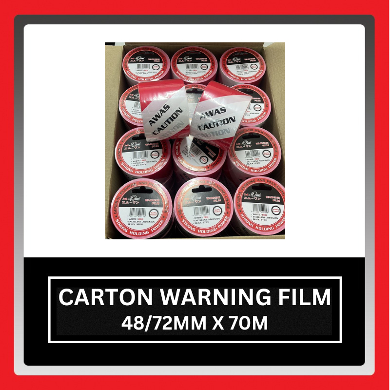 M-ONE (CARTON) Awas Caution Tape / Warning Film Merah/Putih & Hitam ...
