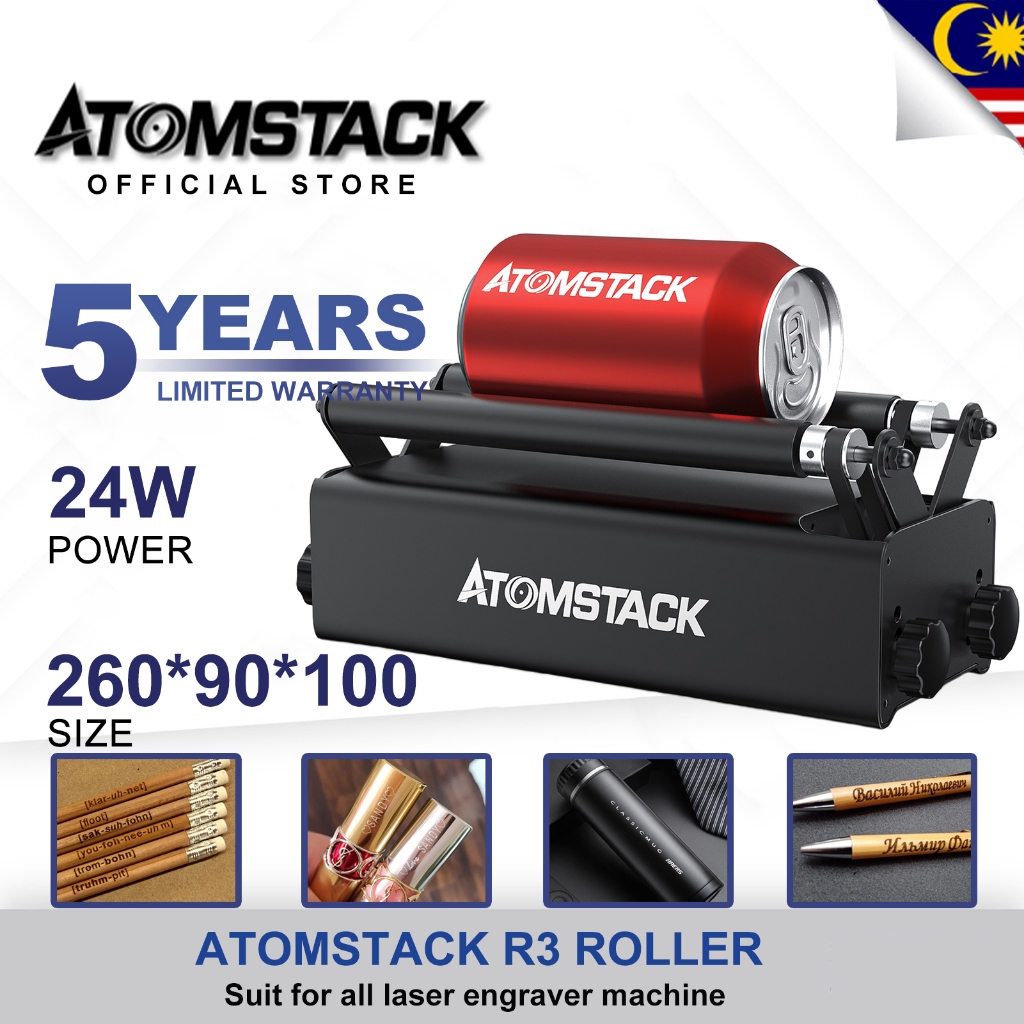 5 Years Warranty ATOMSTACK R3 Roller Laser Engraver Y-axis Rotary ...