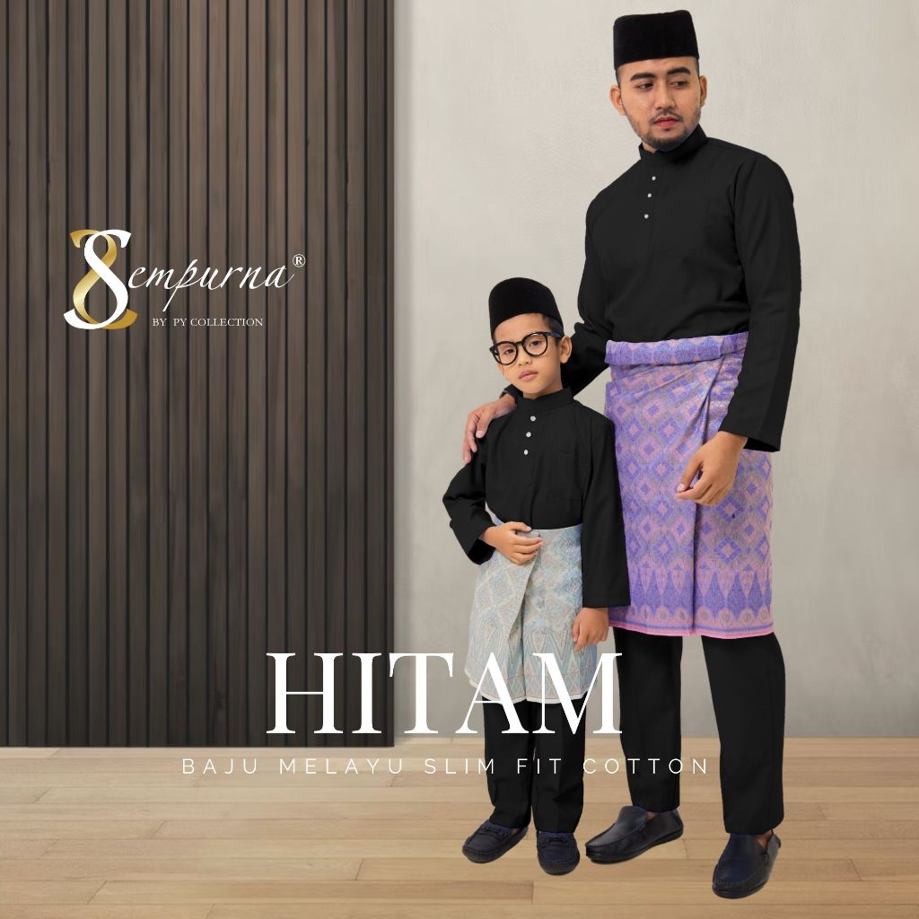 Brand Sempurna Baju Melayu Sepasang Warna Black Modern Slim Fit Cotton ...