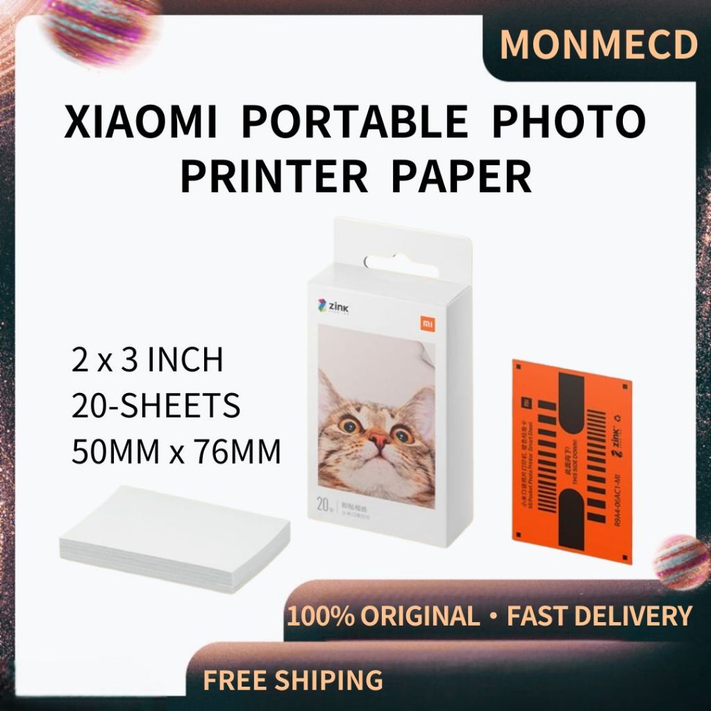 【In Stock】Xiaomi Mi Portable Photo Printer Paper Original (2×3-inch 20 ...