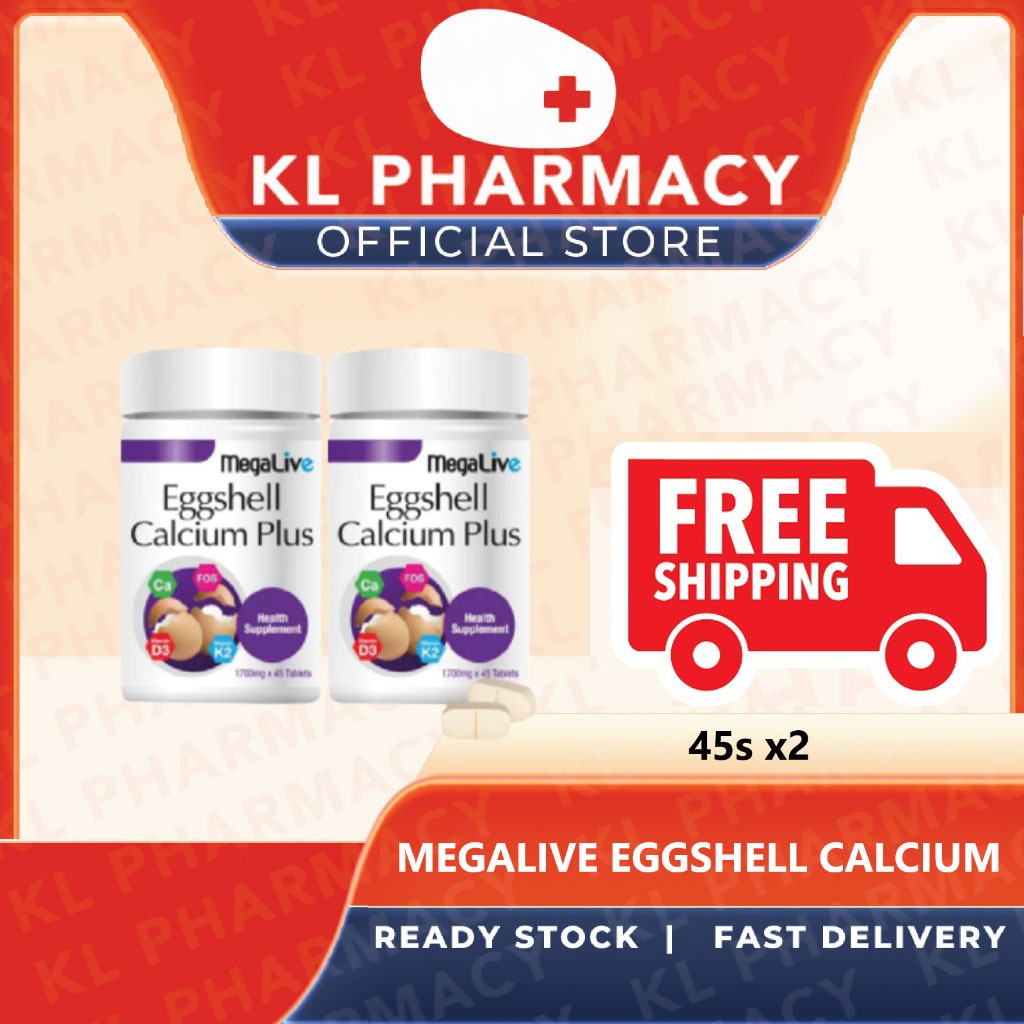 [READY STOCK, FAST SHIPMENT]MegaLive Eggshell Calcium Plus (45'S x2) | Shopee Malaysia