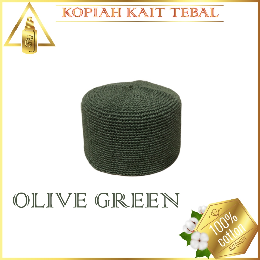 KOPIAH KAIT TEBALl OLIVE GREEN KOSONG FREE SIZE NEW ARRIVAL | Shopee ...