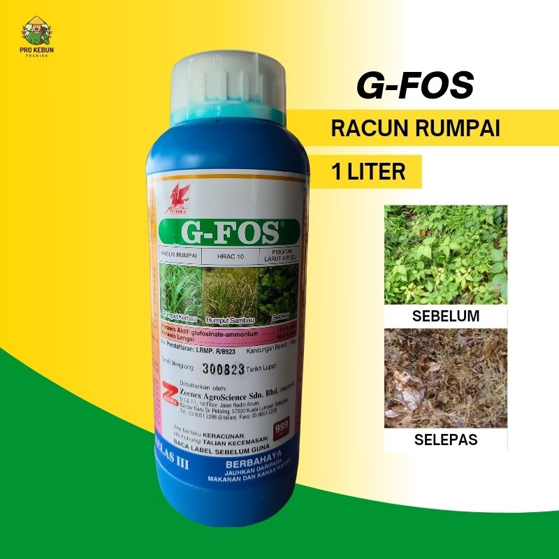 G-Fos 1 Liter Herbicide Racun Rumput Racun Lalang Paku Resam Jelamparan ...
