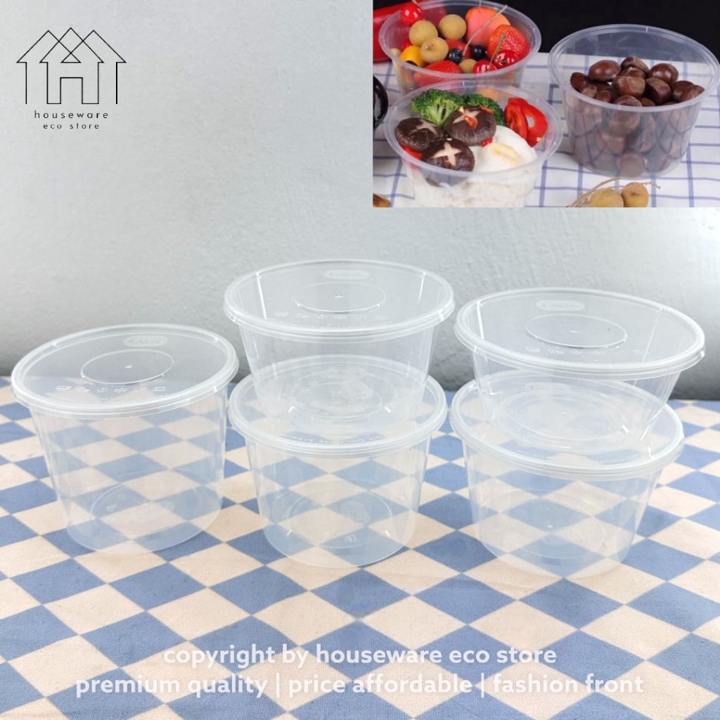 LAVA Disposable Plastic Round Container Bowls / Fruit Salad Bowl Food ...