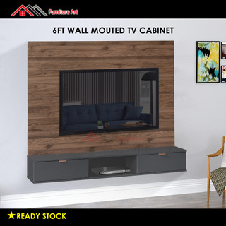 Furniture Art Design 6 Feet Wall Mounted TV Cabinet / Rak TV /Almari TV ...