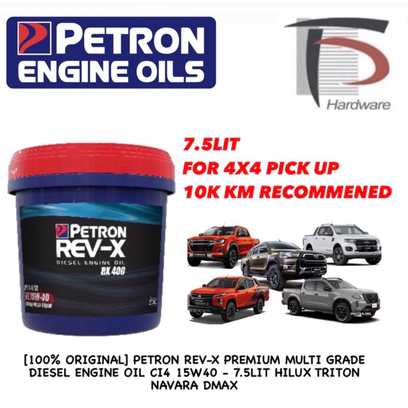 [100% ORIGINAL] PETRON REV-X DIESEL ENGINE OIL 15W40 CI-4 (7.5L) HILUX ...
