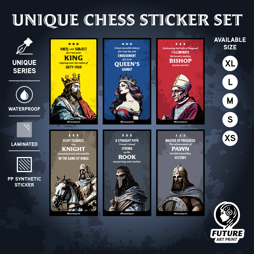 Unique Chess Premium Sticker and Poster Set. King, Queen, Bishop ...