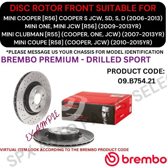 BREMBO GENUINE DISC BRAKE ROTOR (FRONT) FOR MINI COOPER, ONE, JCW [R56 ...