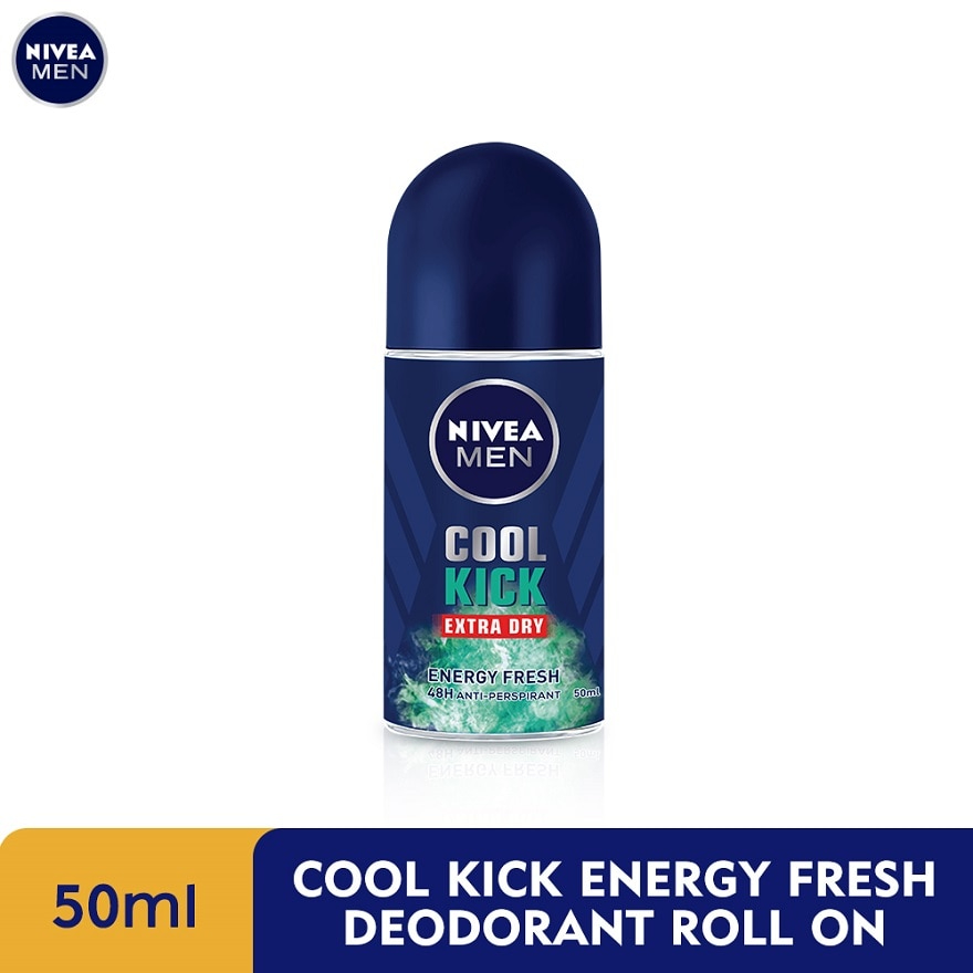 NIVEA FOR MEN Deodorant Roll On Cool Kick Extra Dry Energy Fresh 50ml ...