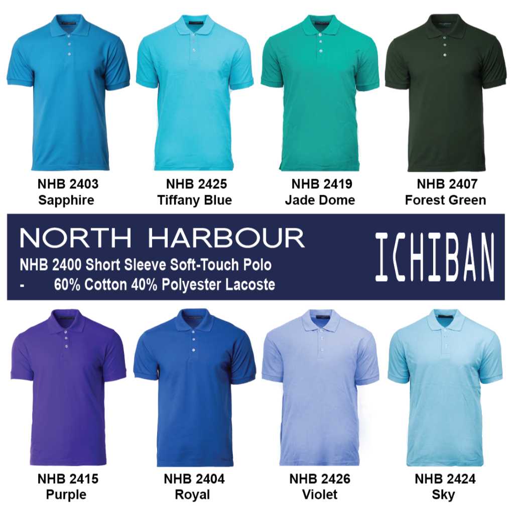 North Harbour Baju Berkolar Polo Lengan Pendek | Kain CVC | Unisex Soft ...