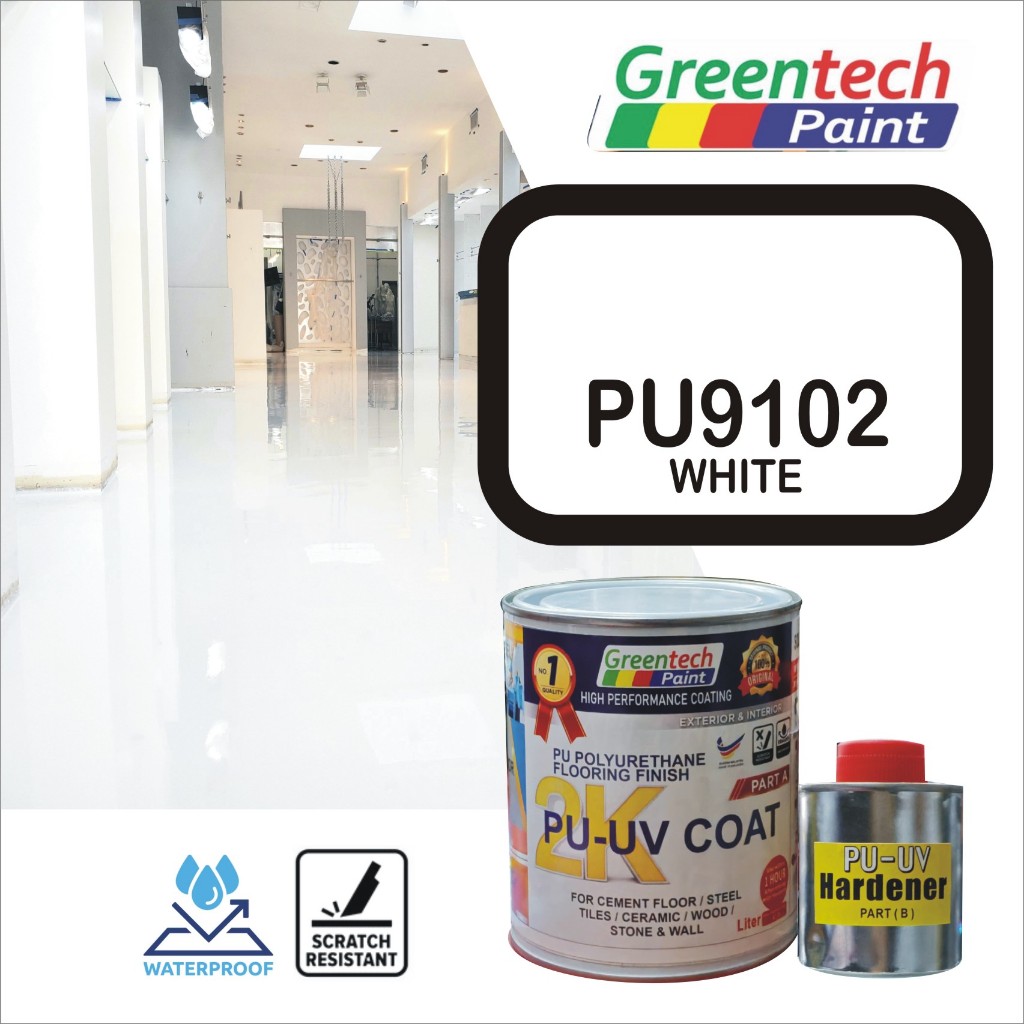 PU9102 WHITE ( 1L ) GREENTECH PAINT PU POLYURETHANE FLOORING FINISH ...