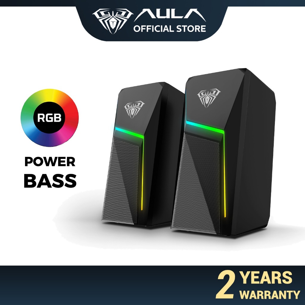 AULA Speaker Gaming USB Wired 3.5mm for PC Laptop Mobile Power Bass RGB ...