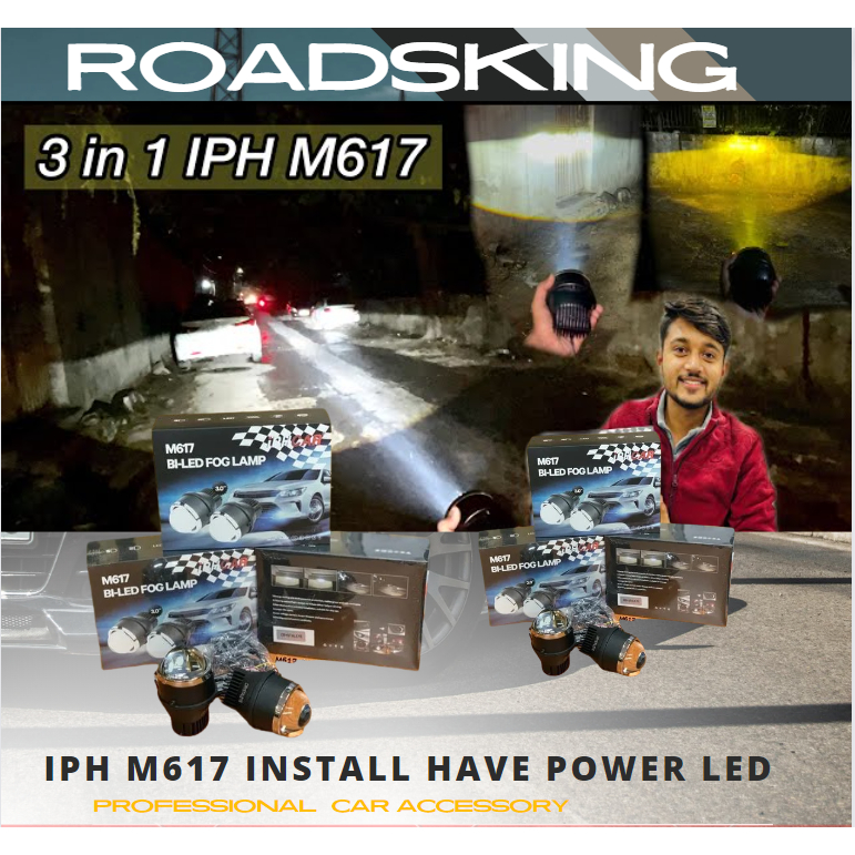[ IPH M617 INSTALL HAVE POWER LED ] 1 PAIR CAR 12V Hi LOW Bi-Xenon Fog Light Projector Lens 3 ...