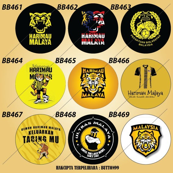 Harimau Malaya | Malaysia | Merdeka | Button Badges 58mm Safety Pin ...