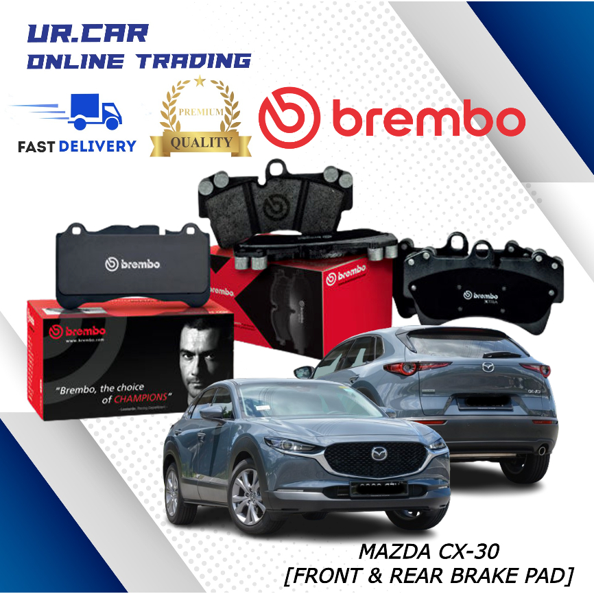 BREMBO MAZDA CX30 CX-30 BRAKE PAD FRONT (DEPAN) & REAR (BELAKANG) 100% ...