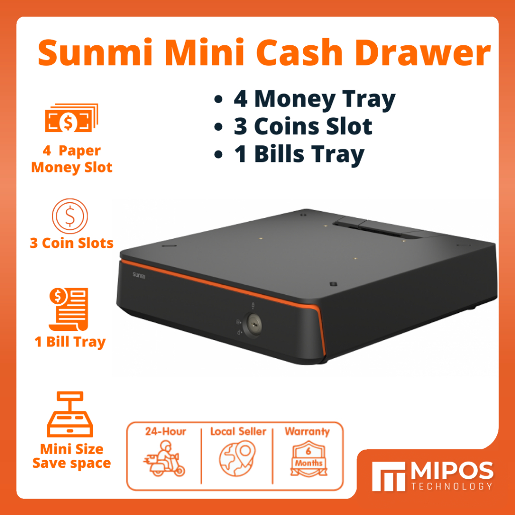 Sunmi Mini Cash Drawer | 4 Paper Trays 3 Coin Slot 1 Bill Tray | Shopee ...