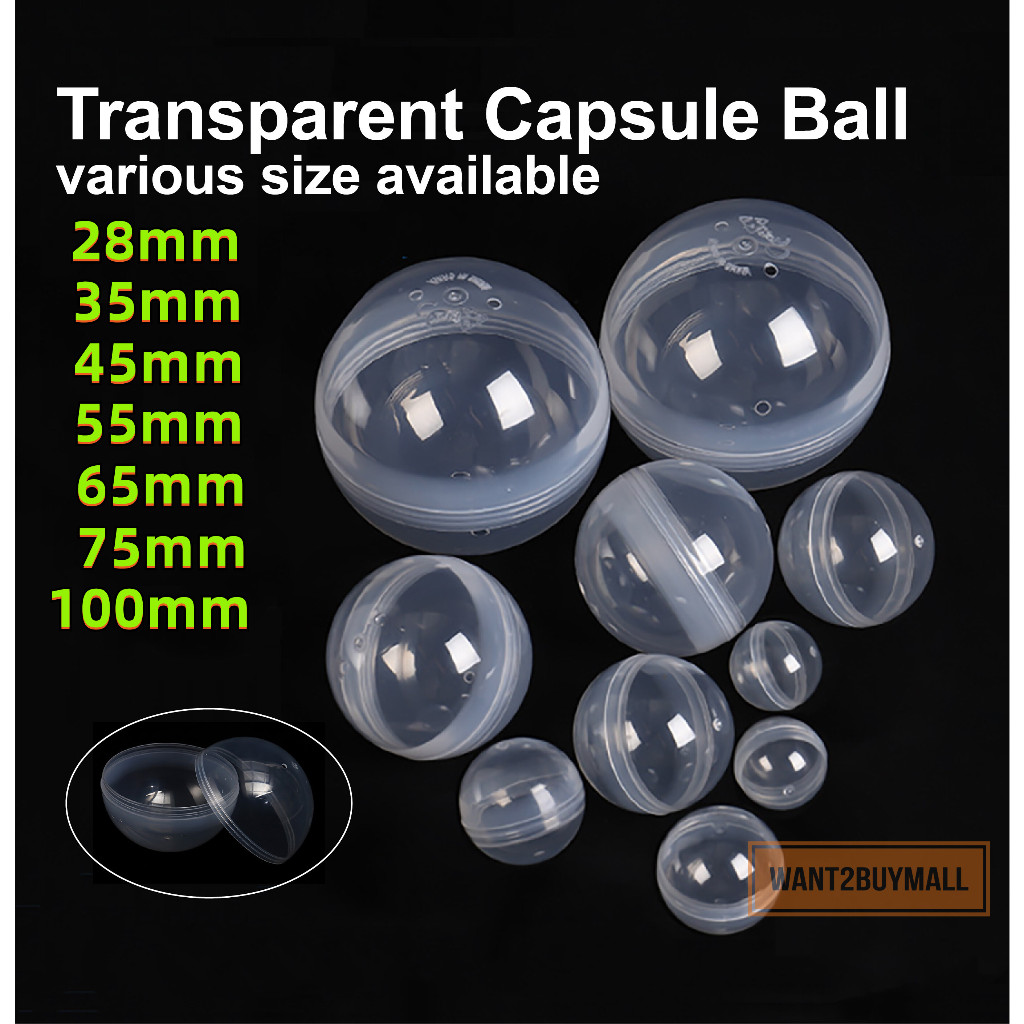 🇲🇾 28/35/45/55/65/75/100mm Round Transparent Clear Surprise Egg Lucky ...