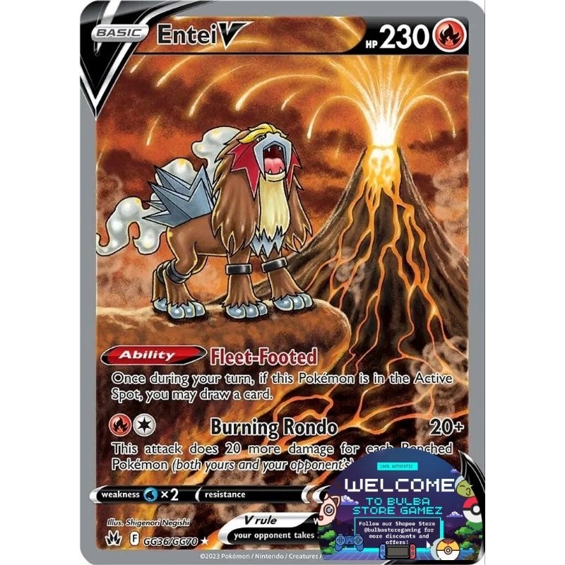 Entei V GG36/GG70 Crown Zenith CZ Galarian Gallery Pokemon TCG Card ...
