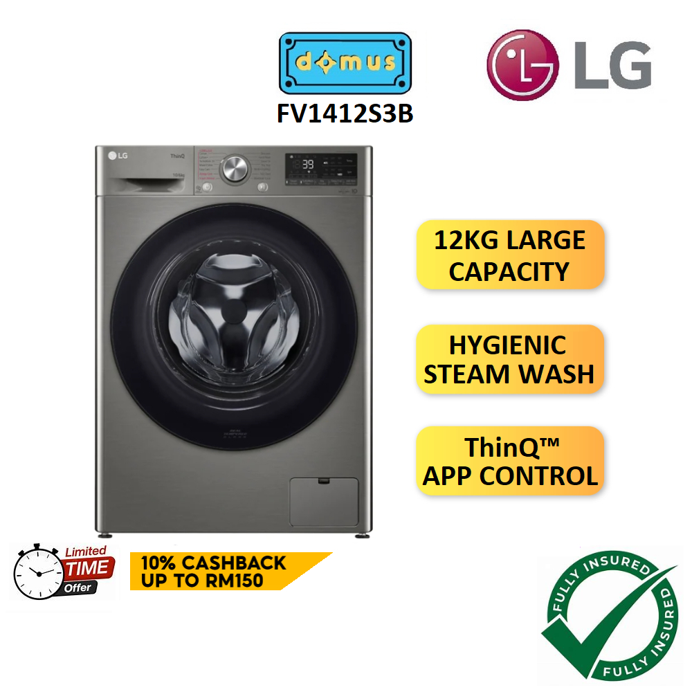 LG Front Load Washing Machine Inverter 12KG APP Control AI Direct Drive Washer Mesin Basuh Besar ...