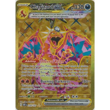 Pokemon TCG Charizard ex - 228/197 - Gold Secret Rare Obsidian Flames ...