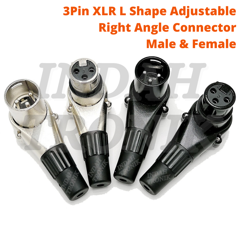 3Pin XLR Male & Female L Shape Adjustable Right Angle Cable Connector ...