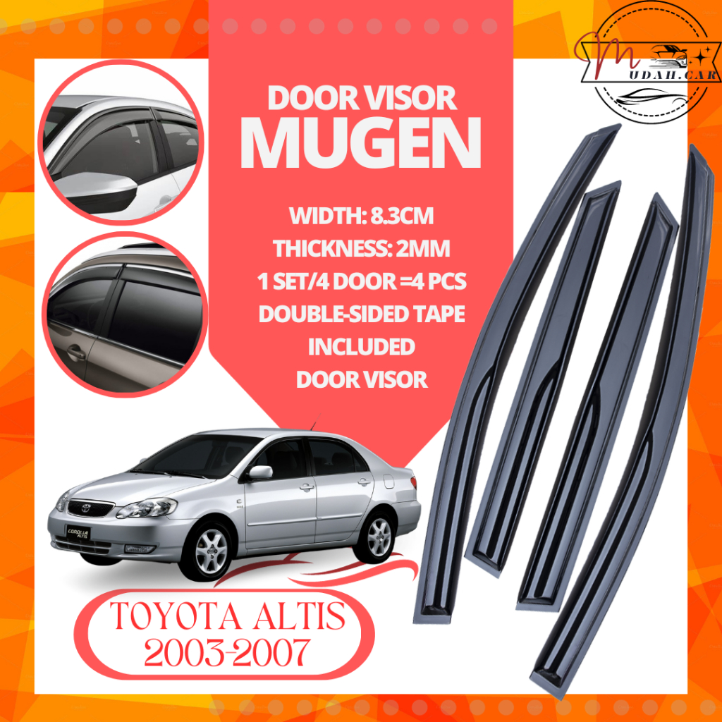 Toyota Altis 2003-2007 Door Visor Air Press Window Mugen Style Acrylic ...