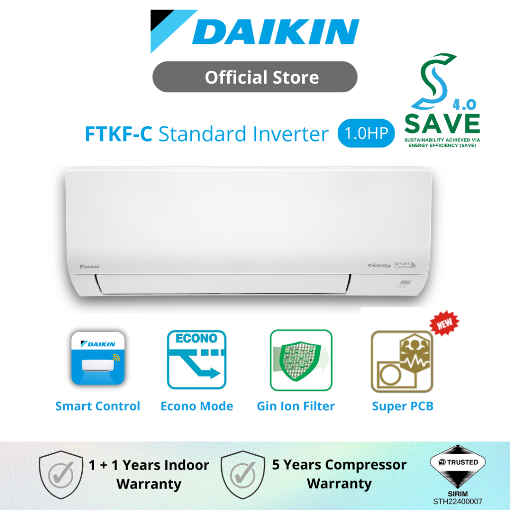 DAIKIN Standard Inverter Air Conditioner FTKF R32 (1.0HP) FTKF25C / RKF25C-3WMY-LF | Shopee Malaysia