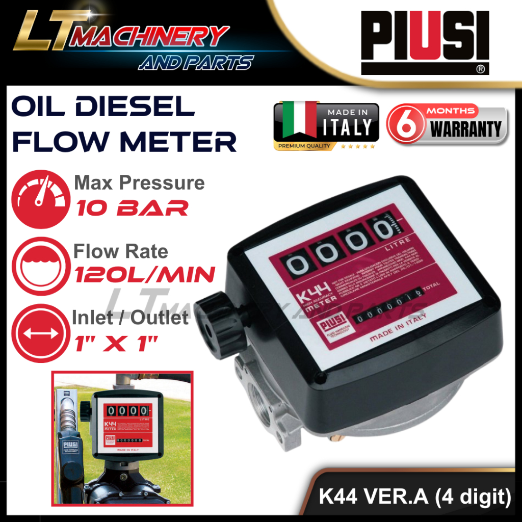 [ 100% Original ] PIUSI K44 Oil Diesel Flow Meter Ver.A (4 Digit) (Made ...