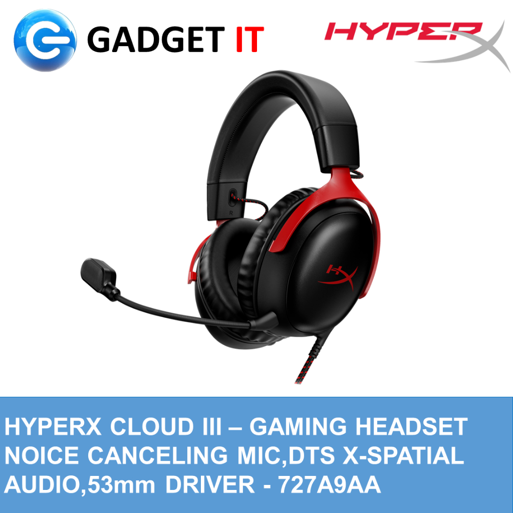 HYPERX CLOUD III – GAMING HEADSET NOISE CANCELING MIC,DTS X-SPATIAL AUDIO,53mm DRIVER - 727A8AA ...