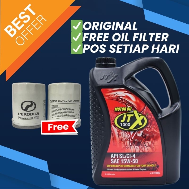 💯READY STOCK🔥MINYAK HITAM JTX 1000 ENGINE OIL 4L HAI O ORIGINAL ...
