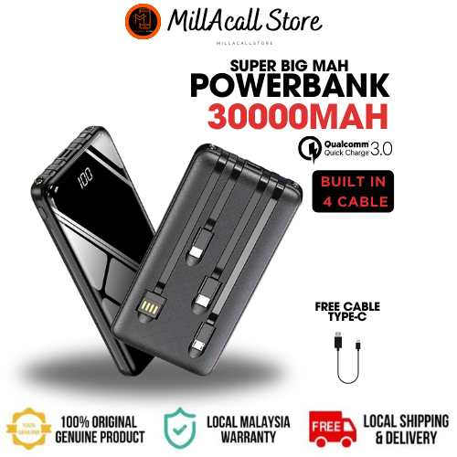 30000mAh Full Capacity Original Power Bank Fast Charger Dual USB Slim ...