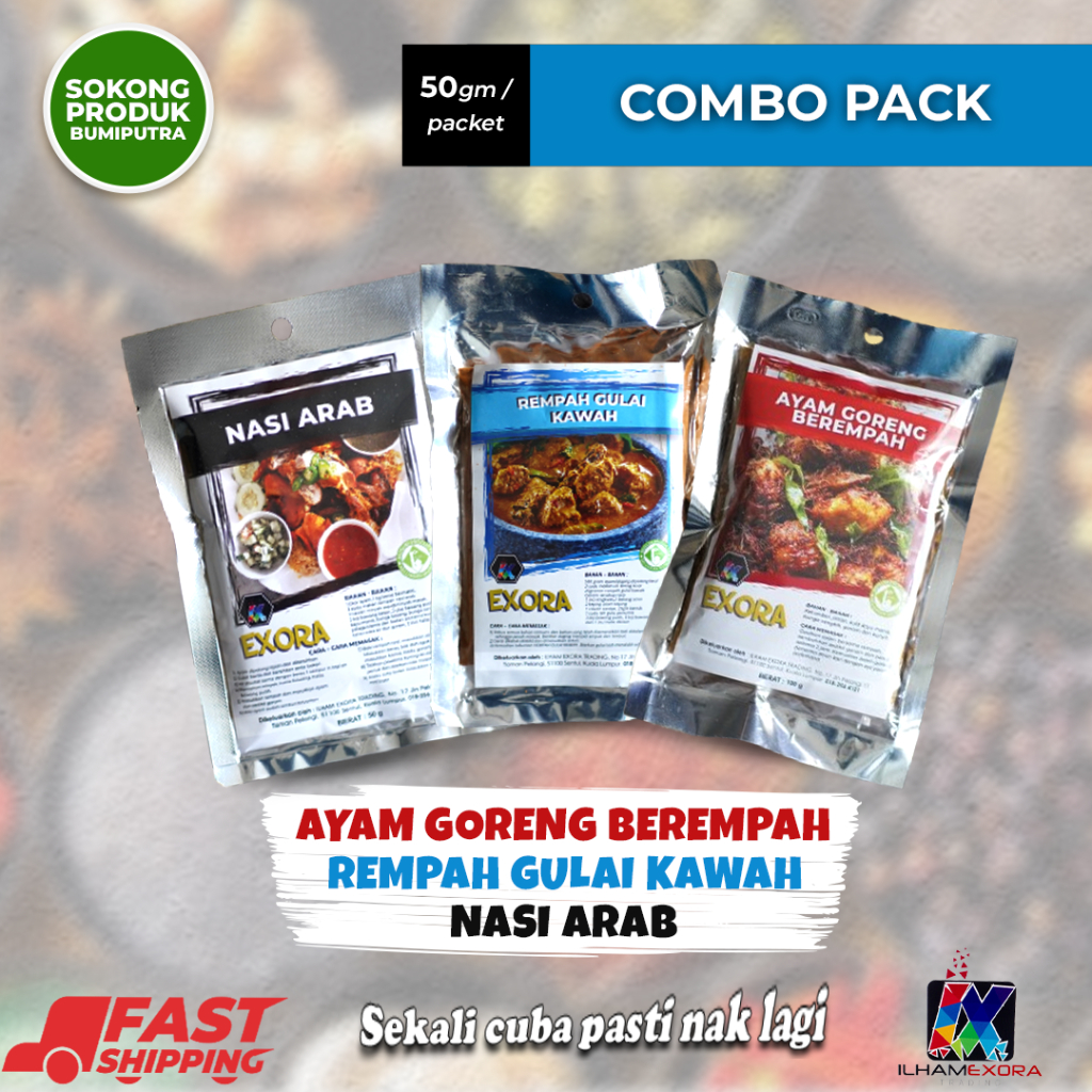 3 packs combo | value buy | Rempah Ayam Goreng, Rempah Gulai Kawah ...