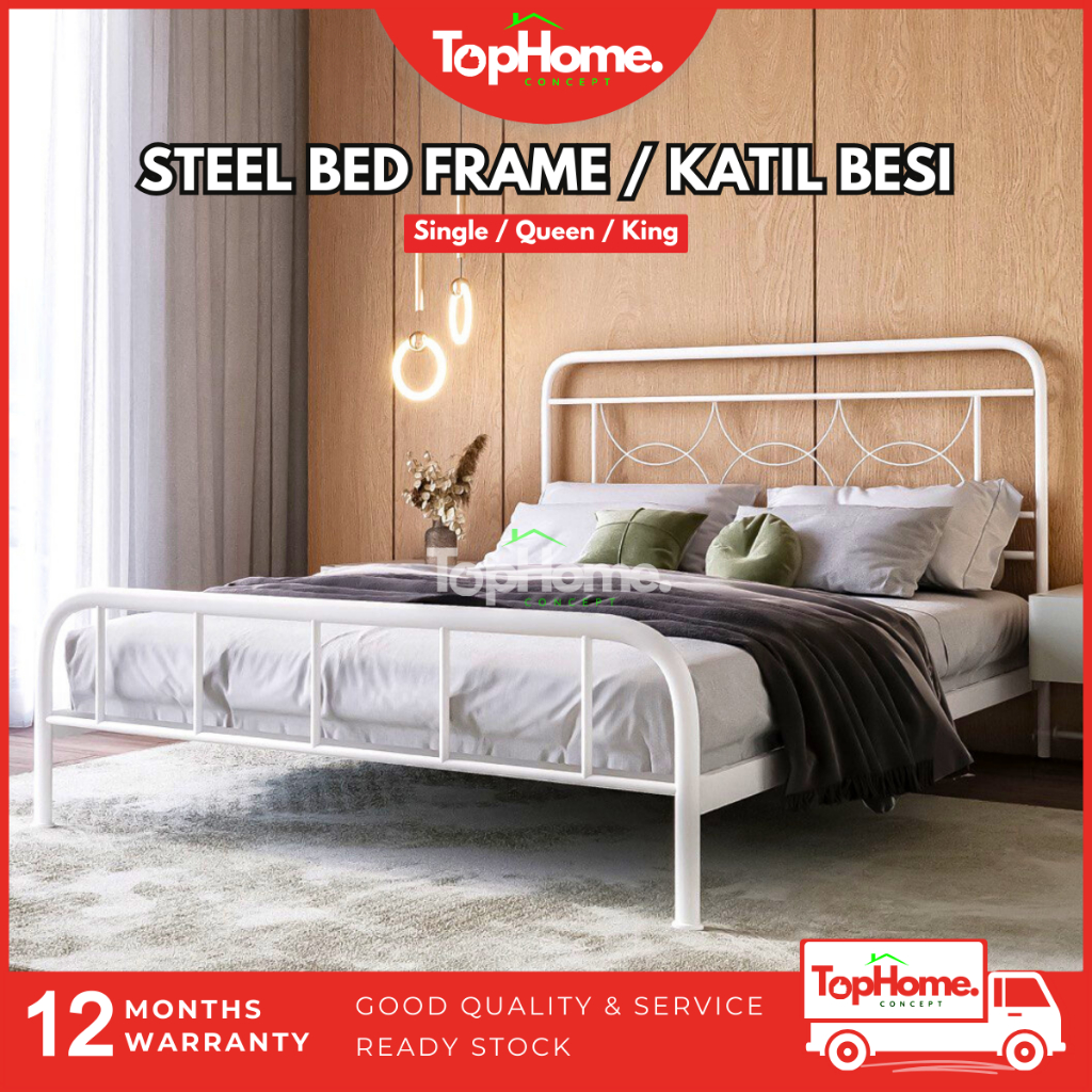 🔥READY STOCK🔥 TopHome Steel Bed / Queen / King Bed Frame 100% Metal ...