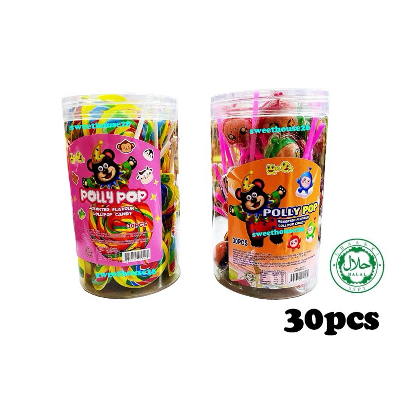 Polly Pop Assorted Flavour Lollipop Candy Roll/Cartoon Type 30pcs Halal ...