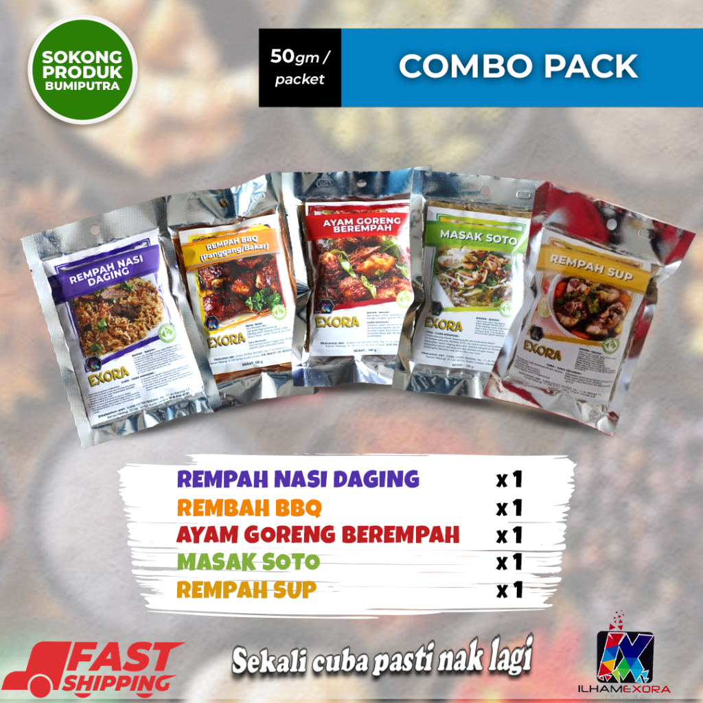 5 packs combo | value buy | Rempah Soto, Ayam Goreng, Nasi Daging, BBQ, Sup (Selera Utara ...
