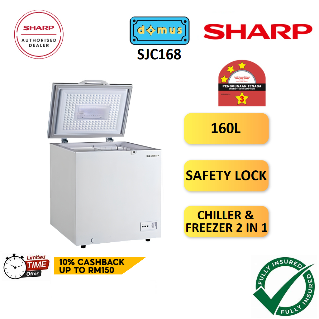 Sharp Chest Freezer 110L/160L/220L/310L/510L Peti Freezer Murah Deep ...