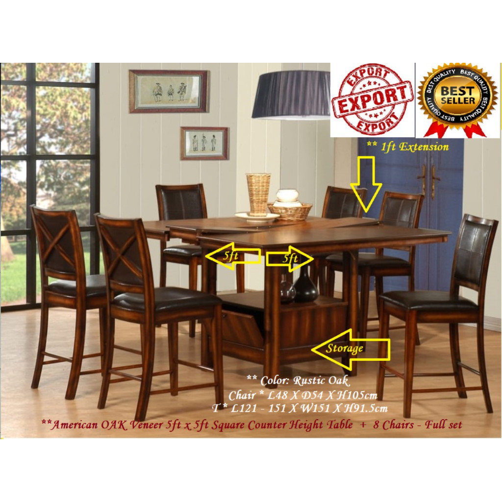 BUCKINGHAM, Counter Height 5ft x 5ft Square Dining Table +BS35 C ...